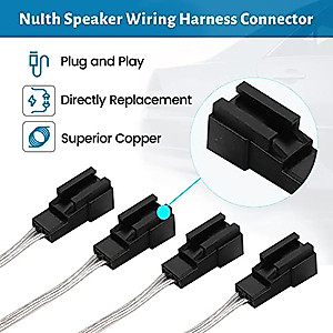NuIth 72-6512 Car Speaker Wire Harness Adapter Connector Compatible with 1997-2003 Jeep TJ Cherokee Wrangler, 1998-2007 Dodge Ram Dakota, 1991-2004 Chrysler 300 Concorde Door Speaker Harness 4PCS