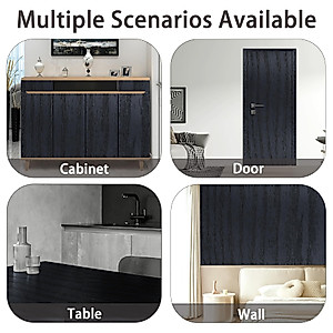 Coengwui Peel and Stick Wallpaper Border Mirror Edging Tape Sticker for Bathroom Kitchen Table Decoration (Wood Grain Black, 32.8ft x 3.9in)