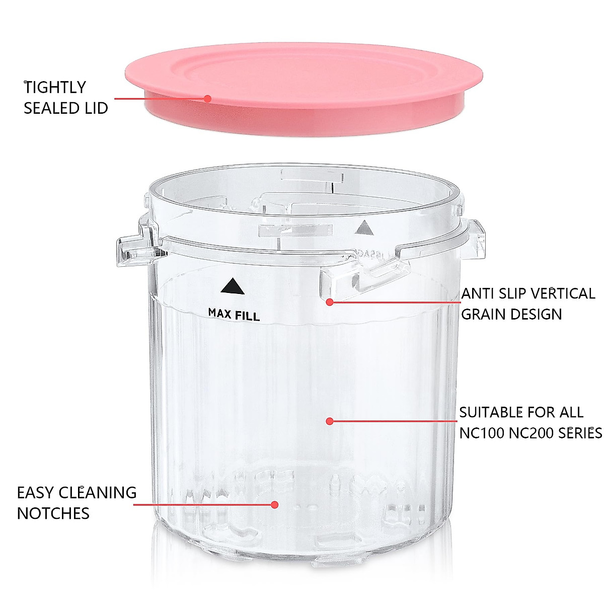 FOTRIC 16oz Ice Cream Containers Replacement for Ninja Creami Breeze Pints and Lids - 4 Pack, Compatible with NC100 NC200 NC201 CN205A Series, BPA-Free & Dishwasher Safe