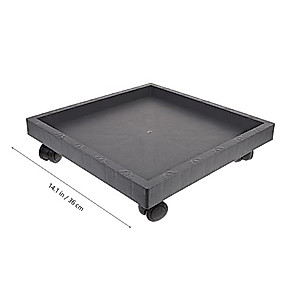 DOITOOL Square Plant Caddy Wheel Plant Pot Tray Removable Planter Trolley Casters Rolling Tray Coaster Garden Moving Plant Pot Saucer (Grey)