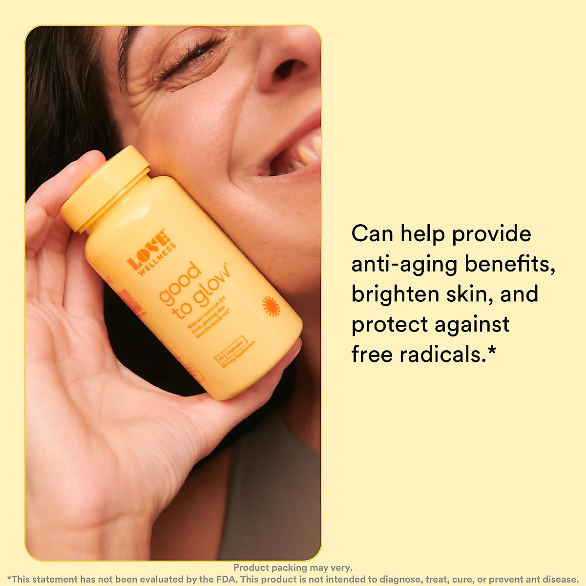 Love Wellness Good to Glow Collagen Supplement | Skin Care with Biotin, Vitamin C, E, & Zinc | Promotes Smooth, Glowing & Clear Skin | Enhances Smoothness, Reduces Wrinkles & Fine Lines | 60 Capsules