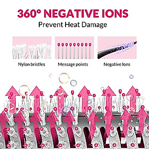 Hair Dryer Brush and Volumizer Styler, Hot Air Brush, Negative Ionic Electric Hair Curler Straightener Brush, Detachable & Interchangeable Brush Head Attachment, for Straightening Curling Drying