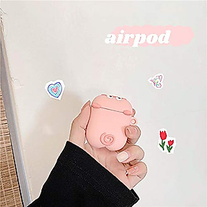 LEWOTE Airpods Silicone Case Funny Cute Cover Compatible for Apple Airpods 1&2[Cute Pet Design][Best Gift for Girls or Couples] (Pink Pig)