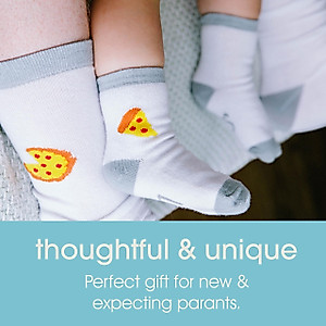 Pearhead Unisex Dad and Baby, Daddy + Me Pizza Slice Socks, One Size