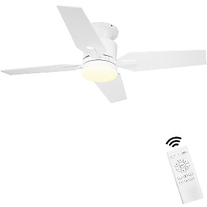 Ohniyou Ceiling Fan with Lights Flush Mount,40'' Small Ceiling Fans with Lights and Remote Control,Indoor Outdoor Quiet DC White Low Profile Ceiling Fan for Patio Kitchen Dining Room Bedroom