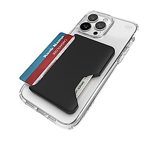 Speck iPhone Wallet MagSafe Accessory - Removable ClickLock No-Slip Interlock - Holds 1-3 Cards - Soft Touch Finish, Scratch Resistant Card Holder Built for MagSafe - Black