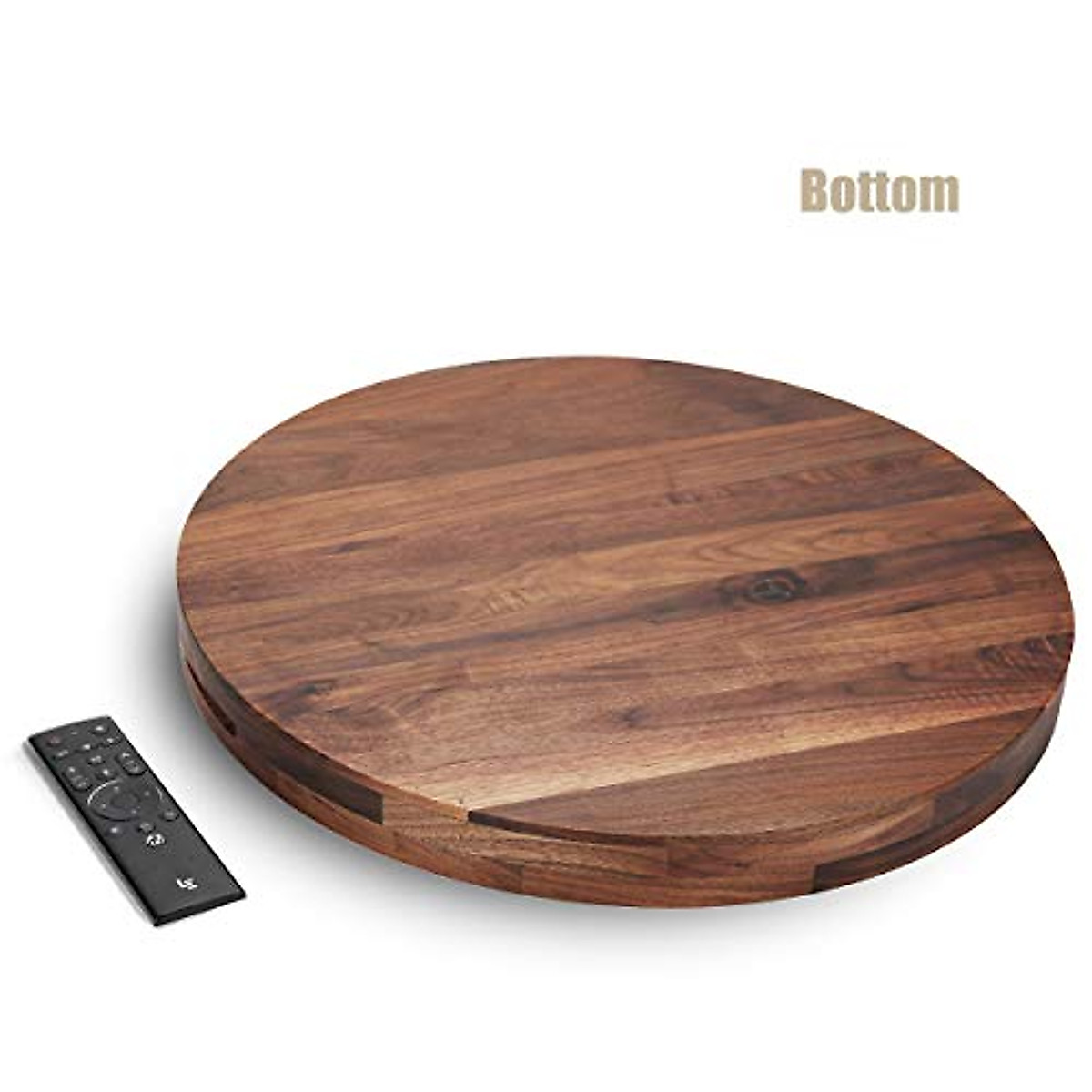MAGIGO 20 Inches Extra Large Round Black Walnut Wood Ottoman Tray with Handles, Serve Tea, Coffee or Breakfast in Bed, Classic Circular Wooden Decorative Serving Tray