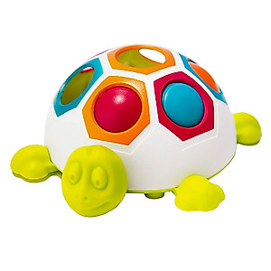 Fat Brain Baby Sensory Toys, Dizzy Bees Magnetic Stacking Toy, Pop & Slide Shelly Turtle Toy Bundle with Storage Bag, Toddler Learning Fine Motor Toys, BPA Free