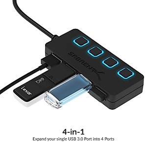 USB External Stereo Sound Adapter for Windows and Mac + SABRENT 4-Port USB 3.0 Data Hub