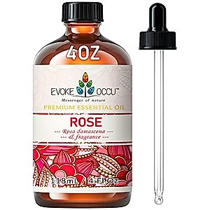 EVOKE OCCU Rose Essential Oil 4 Oz, Premium Rose Oil for Diffuser Fragrance DIY Candle Soap Making-120ml