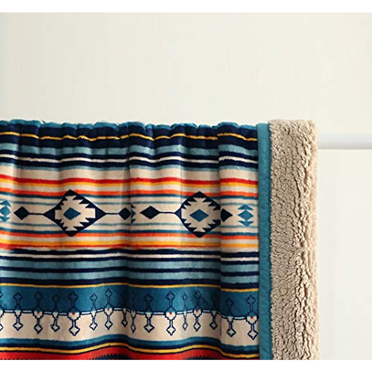 UKELER Flannel Sherpa Throw 60'' x 50''- Bohemian Soft Plush Flannel Blanket Throws for Bed/Couch/Sofa/Office/Camping