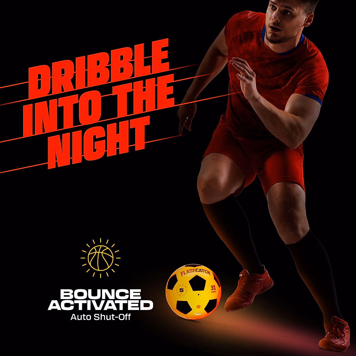 FlashCatch Light Up Soccer Ball - Glow in The Dark - NO 5 - Sports Gear Easter Gifts for Boys & Girls 8-15+ Year Old - Kids, Teens Gift Ideas - Cool Boy Toys Ages 8 to 15 Glowing Night Activity