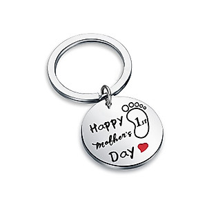 Happy First Mother's Day Mommy Gift for New Moms Mom Keychain (Mother's Day Keychain)