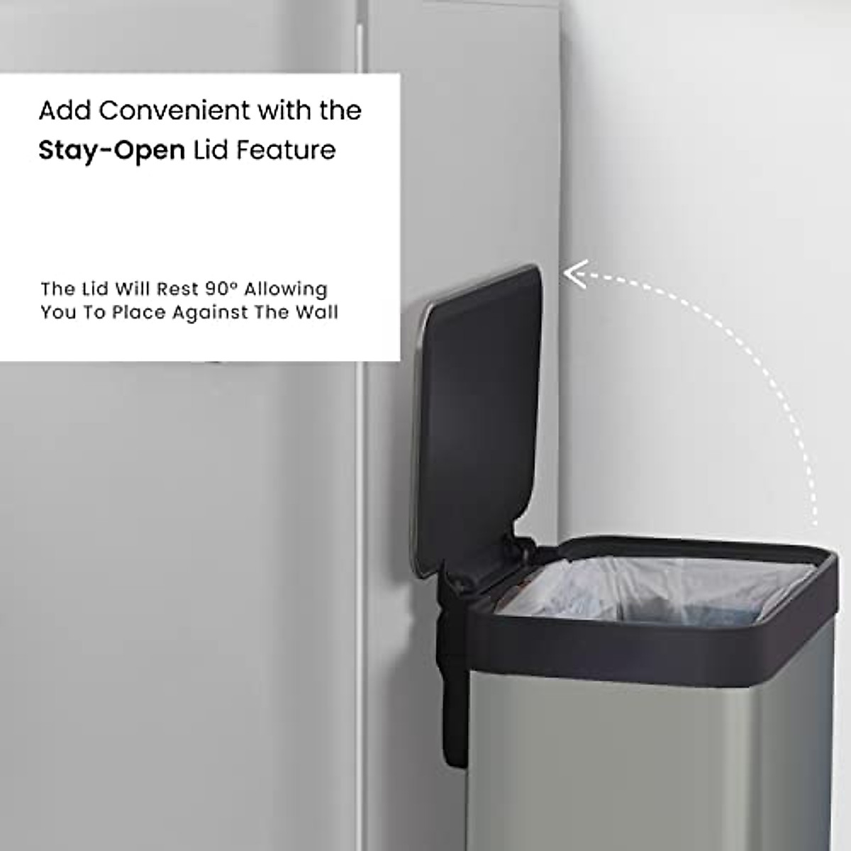 Home Zone Living 18.5 Gallon Large Capacity Kitchen Trash Can, Tall Stainless Steel Liner-Free Body, 70 Liter Capacity, Gray Ocean Fog, Virtuoso Series