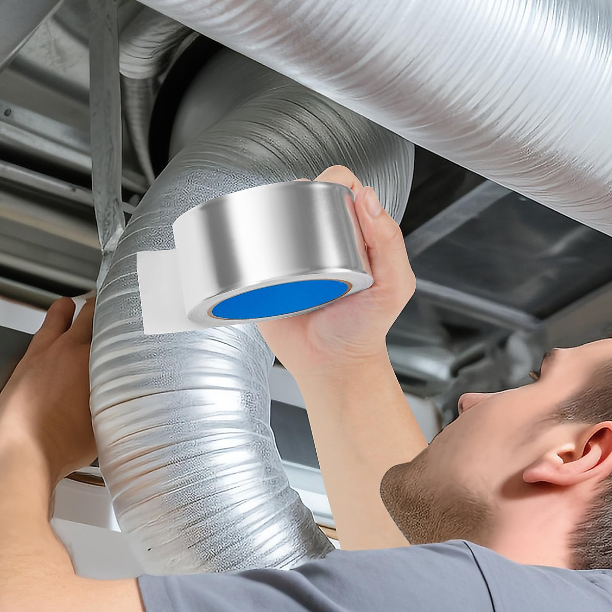 Thicker Silver Aluminum Foil Tape for Ductwork, 2-inch x 65 Feet, 3.9 mils High-Temperature Sealing & Patching, Heavy Duty HVAC Tape for Air Ducts Vents, Metal Repair, Exhaust Pipe, AC Dryer, Furnace