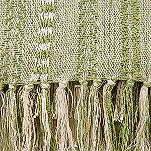 DII Braided Striped Throw, 50x60, Antique Green