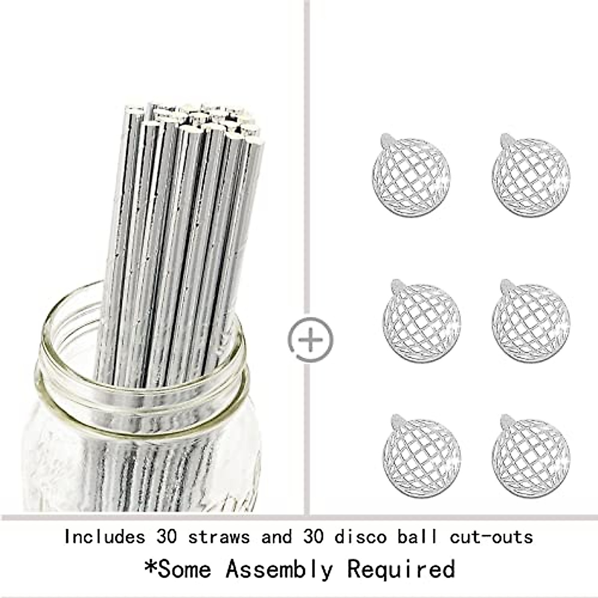 30 Pack Disco Ball Straws,70s Disco Paper Straws Disco Ball Decor Disco Party Decorations for 70s Retro Disco Party Dance Holiday Wedding Birthday