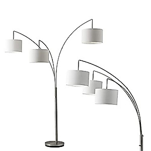Adesso 4238-22 Trinity Arc Lamp, 74 in., 3 x 100W Incandescent/26W CFL, Brushed Steel Finish, 1 Floor Lamp