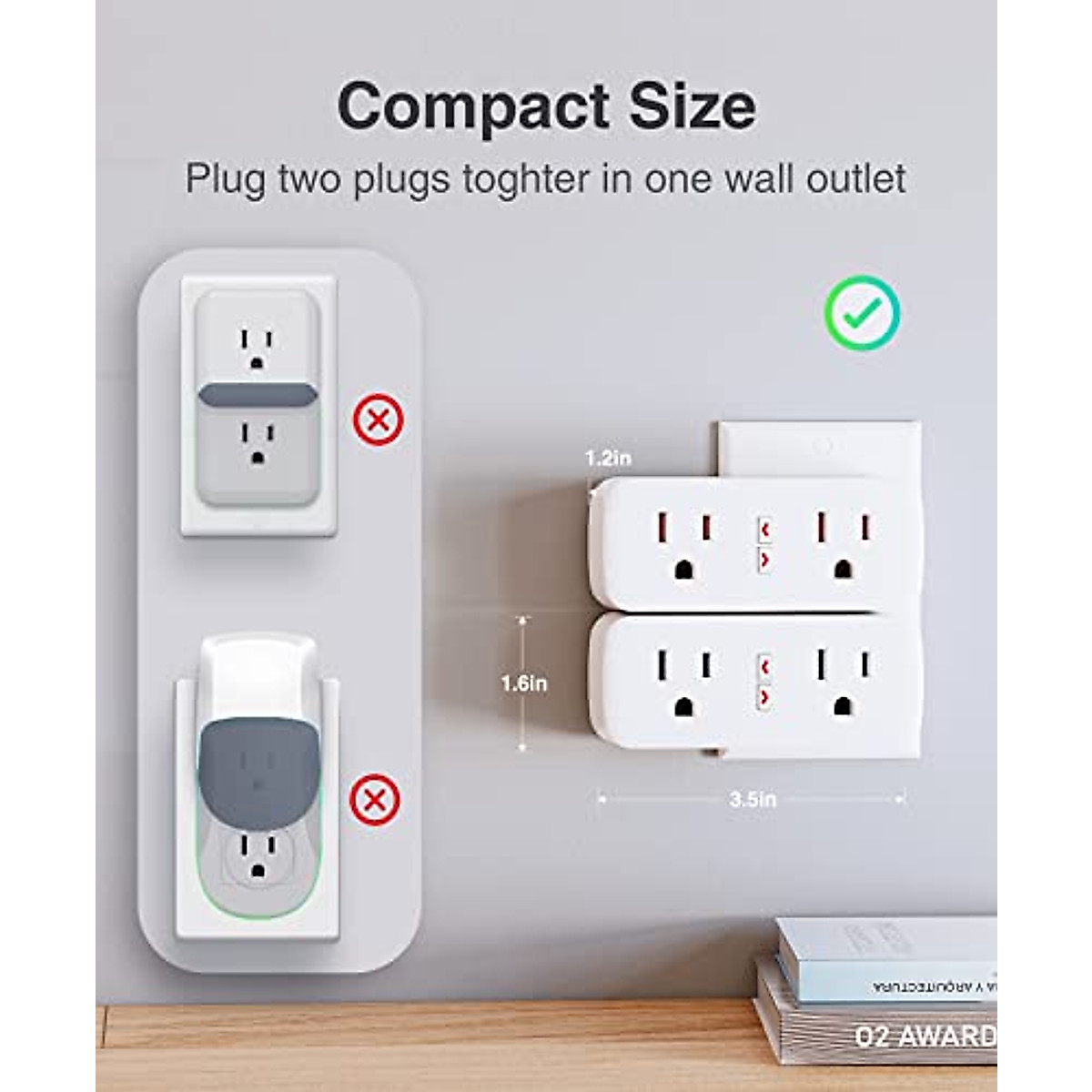 Dual Smart Plug Extender, GHome 2.4G Wi-Fi Outlet with Individual Control Works with Alexa, Echo, Google Home, No Hub Required, ETL Certified (4 Pack)
