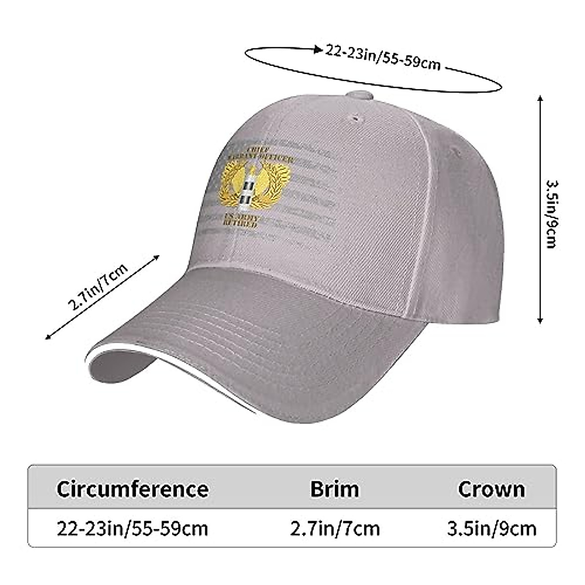 Army Retired Chief Warrant Officer Emblem Cw2 Hat Baseball Cap Duck Tongue Cap Adult Sandwich Hat Gray