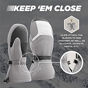 Gordini Women's Ski Mittens Cold Weather Waterproof Gore-tex Insulated Gauntlet Snow (Medium, Clay Grey White)