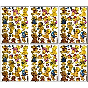 PARITA Stickers Glitter Cute Teddy Bear Gold Cartoon Stickers Craft Scrapbooking Book Album Card Diary Create Imagination Art Decal Waterproof for Kids (Pack 6 Sheets.) (13)