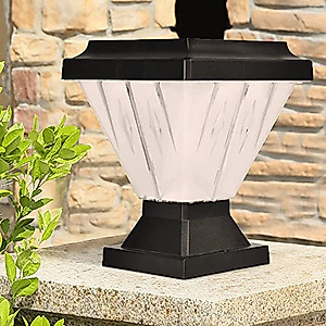 JSBDPHW Outdoor Waterproof LED Pillar Lamp Solar Post Light Double Wing Simple Plastic Column Light Wall Garden Gate Base Light Deck Light Lawn Light