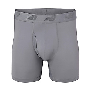 New Balance Men's 6" Boxer Brief Fly Front with Pouch, 3-Pack,Pink Zing/Pigment/Steel, Large (36"-38")