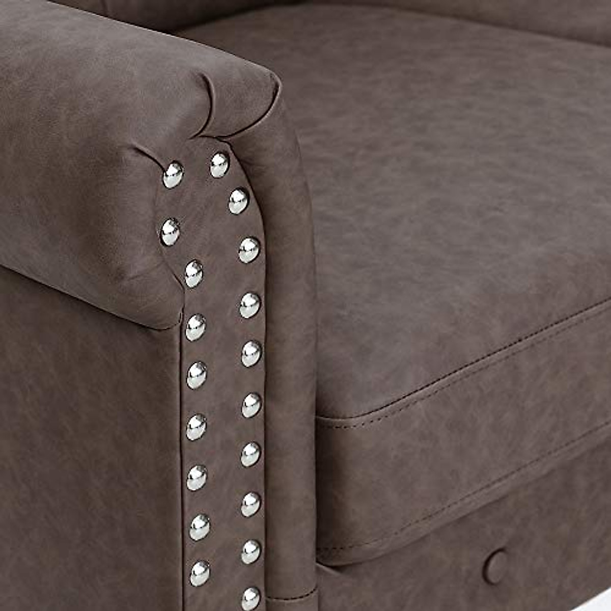 Furinno Bastia Vintage Modern Chesterfield Button Tufted Loveseat/Sofa Couch for Living Room, Brown Faux Leather