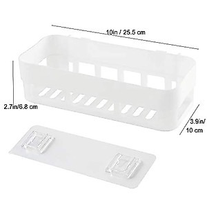 Laigoo 2 Pack Adhesive Bathroom Shelves Organizer Shower Caddy, Strong Plastic No Drilling Wall Shower Shelves Floating Shelf Vanity Organizer Basket(White)