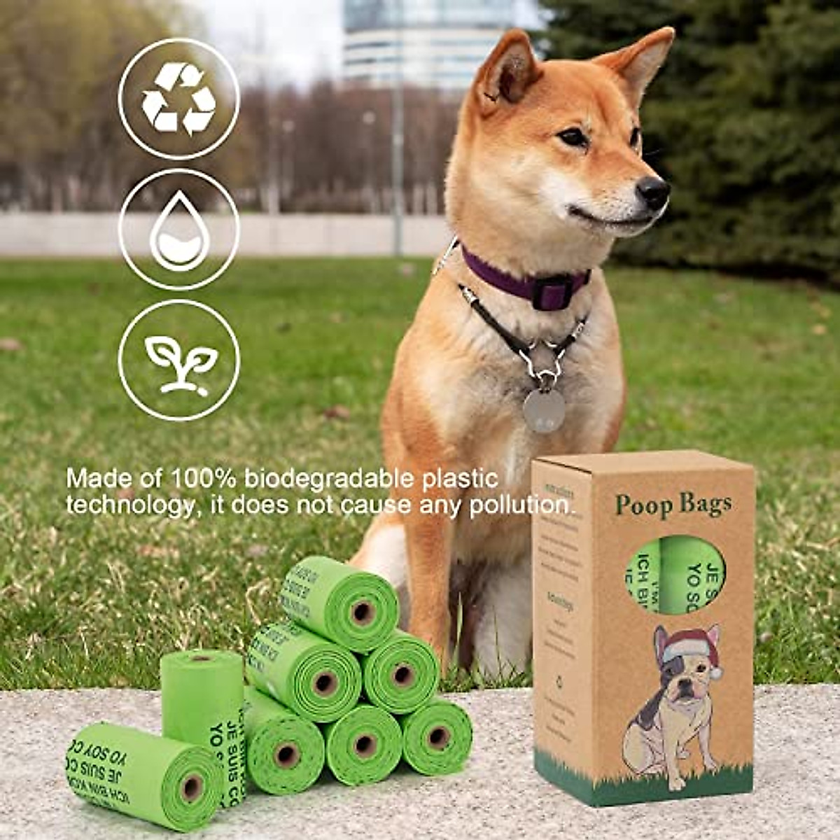Dog Poop Bags with Jasmine Scent 100% Leak-proof, BPI Certified Biodegradable Poop Bags for Dogs, 13 x 9 Inches Extra Thick Poop Bags, 120 counts 8 Rolls, Green