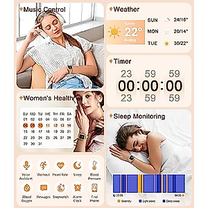 LIGE Smart Watch for Women(Answer/Make Calls), 1.59" Smartwatch for Android and iOS Phones, IP68 Waterproof Fitness Watch with Female Health, Sleep Heart Rate Monitor, AI Voice(Rose Gold)