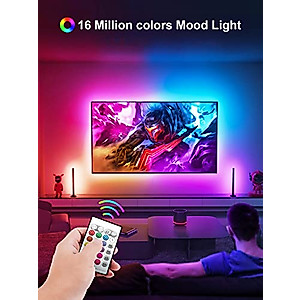 KANTUTOE LED Lights for TV, 16.4ft TV LED Lights for 45-75 Inch, RGB TV Lights Backlight Behind, Music Sync Bluetooth APP and Remote Control TV LED Strip Lights USB Powered for Bedroom/Gaming