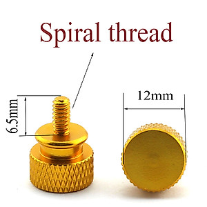 10pcs #6-32x6mm Desktop Computer PC Case Chassis Thumb Screws M3.5 Tool-Less Adjustment Colorful Aluminum Alloy Knurled Thumbscrew Gold