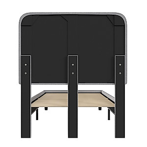 Flash Furniture Addison Platform Bed - Light Grey Fabric Upholstery - Twin - Headboard with Rounded Edges - Wood Slat Support - No Box Spring or Foundation Needed