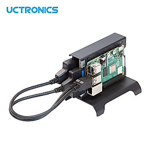 UCTRONICS for Raspberry Pi SSD Case, Pi NAS Metal Vertical Stand for Dual 2.5” SSDs and Pi 5, 4, 3B/3B+ and Other B Models