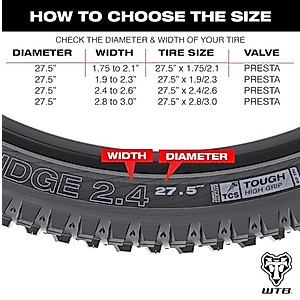 WTB Presta 27.5 Mountain Bike Tube | 27.5 x 1.75-2.1 48mm Valve | Mountain Bike Inner Tube for 27.5 Bikes, Durable While Lightweight