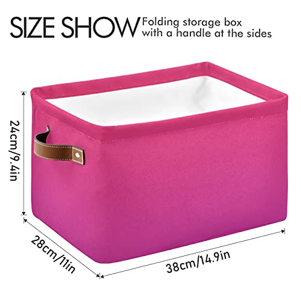 xigua Storage Basket Plain Pink Solid Color Storage Bin with Handle, Large Storage Cube Collapsible for Shelves Closet Bedroom Living Room 1PC
