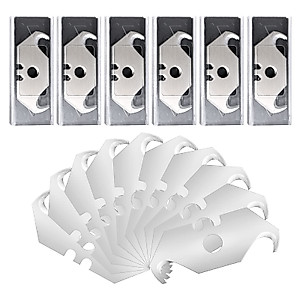 Harita Box cutter Utility knife Hook Blades refills 60 Pack, Standard Size Utility Knife Refill Blades, Heavy Duty SK5 Hooked Razor Replacement Hook Blades
