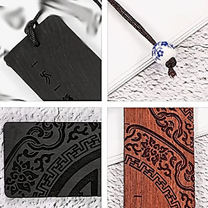 GGFLY 4pcs Traditional Style Wood Handmade Bookmark Carving Box Set for Teachers Men and Women Birthday Gift (Including Box)