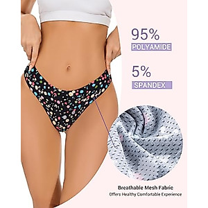 UGDUCK Seamless Thongs for Women, No Show Panties Breathable Seamless Sexy Thongs Underwear for Women 6 Pack Multicolor