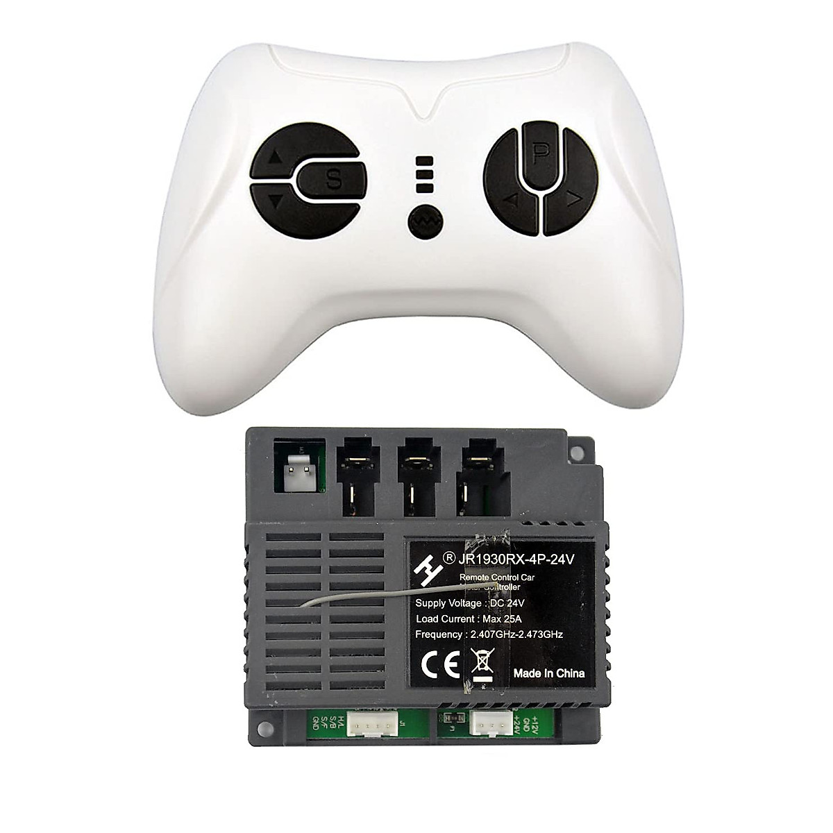 24V Kids Ride On Toys Remote Control JR1930RX-4P-24V Motherboard Control Box Accessories, 2.4G Bluetooth Remote Control and Receiver fits Children Ride On Car Replacement Parts