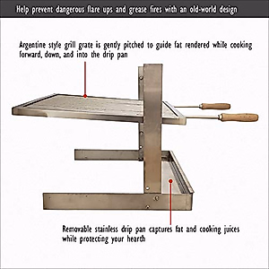 SpitJack Portable Camping Grill. Cook Over a Fireplace or Campfire with an All SS Argentine Santa Maria Cooking Grate and Drip Pan. 18 X 17 Inch Grill