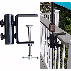 AMMSUN Heavy Duty Upgraded Patio Umbrella Clamp Clip Steel Umbrella Stand Holder Mount Attaches to Railsor Fence Post Railing Bleachers Benches Tailgates Outdoor