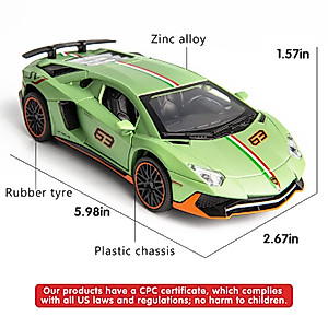 BDTCTK Compatible for 1:32 Lamborghini LP780 Model Car, Zinc Alloy Pull Back Toy Car with Sound and Light for Kids Boy Girl(Green)