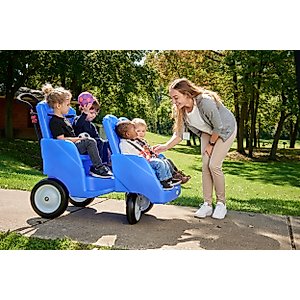 Gaggle by Foundations 4 Seat Buggy Stroller | 4-Seat Quad Stroller with 5-Point Harness for Added Safety | Multi-Child Stroller with Soft Stop Brake | Fits Through Standard Doorways | Blue