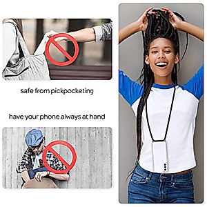 NALIA Necklace Cover with Band Compatible with Samsung Galaxy S21 Plus Case, Transparent Protective Hardcase & Adjustable Holder Strap, Easy to Carry Crossbody Phone Skin Slim, Color:Black