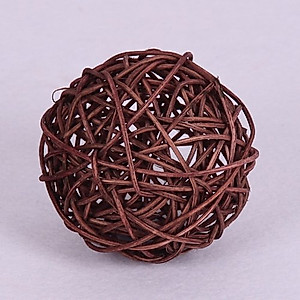 Worldoor 20pcs Wicker Rattan Decorative Balls Table Wedding Party Christmas Season Home Decoration (Brown, Diameter 1.2 Inch)