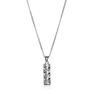 Alef Bet by Paula Mezuzah Shema Israel Hebrew Prayer Necklace Sterling Silver Men and Women on Adjustable Chain with Prayer Inside For Bar Mitzvah, Birthday Presents and Holiday Gifts