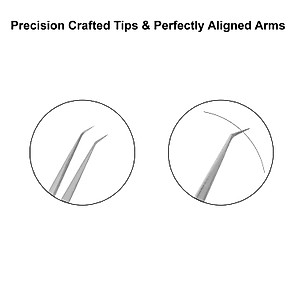Professional Tweezers for Eyelash Extension Hand Crafted Japanese Stainless Steel Matt Finish (14cm 90° Angular Tip)